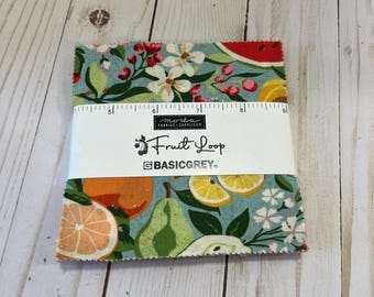 Jolly Good Charm Pack by Basic Grey for Moda Christmas Fabric, 100% Cotton for Quilting and ...