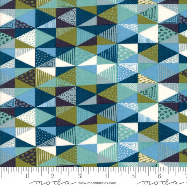 Nova Geometric Triangles Fabric by the Yard in Cascade by | Etsy