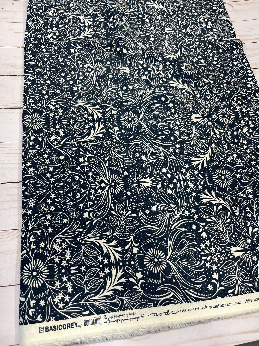 Decorum Goodness Admirable Blue Fabric by Basic Grey for Moda 100% ...