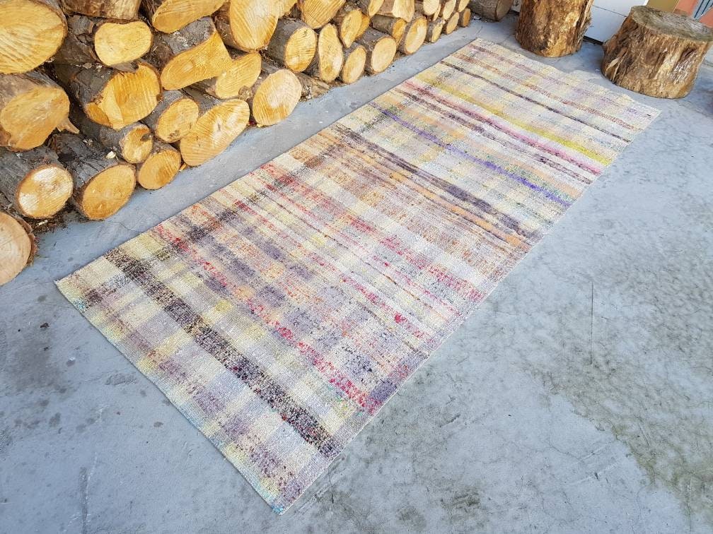3x7 Turkish Kilim Rug, Hallway Vintage Rug, Antique Runner, Boho Kilim ...