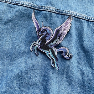 Embroidered Iron on Pegasus Patch, Fantasy Mystical Creature Clothing ...