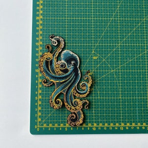 Octopus Iron on Patch, Kraken Patch, Ocean Creature Applique, Sea Embroidered Patch, Marine ...