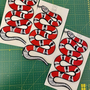 Coral Red Snake Iron on Patch, Cobra Badge, Rattlesnake Sew on Applique ...