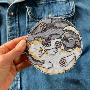 Embroidered Cat Patch, Untamed Cats Badge, Black White Kitten Yin Yang Applique - Etsy