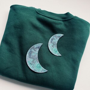 Galaxy Crescent Moon Patch, Stars, Space Badge, Blue Moon Badge, Astronomic Applique Iron on ...