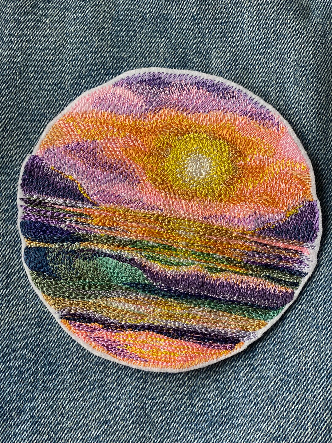 Nature Patch, Sunset Patch, Colorful Sky Badge, Sun, Sea and Sea Iron ...