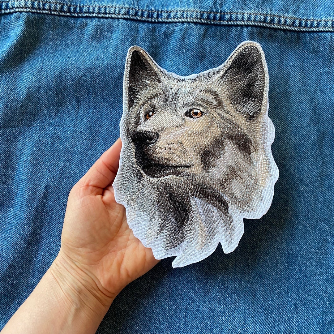 Embroidered Wolf Iron on Patch, Large Jacket Back Badge - Etsy