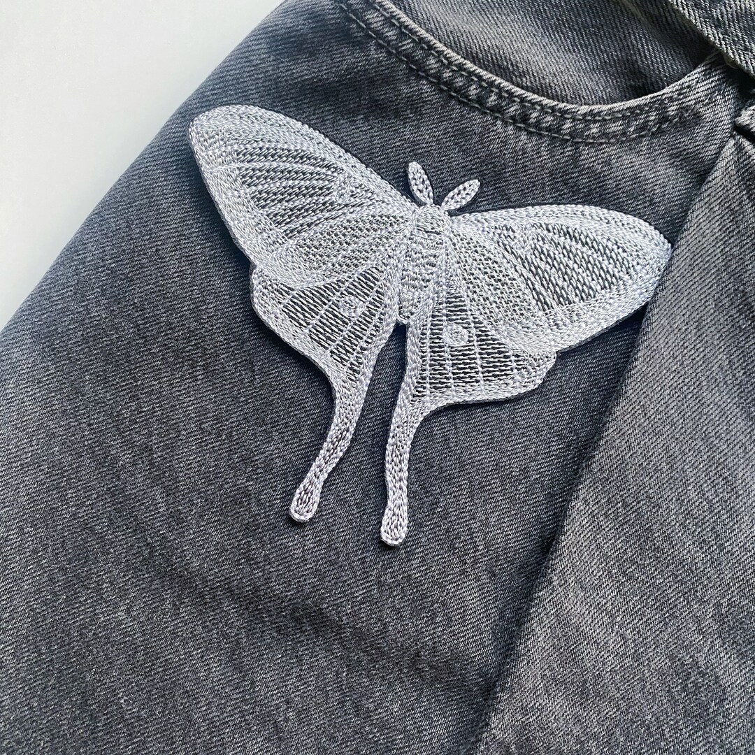 Embroidered Butterfly Patch, Luna Moth Iron on Badge for Jacket ...