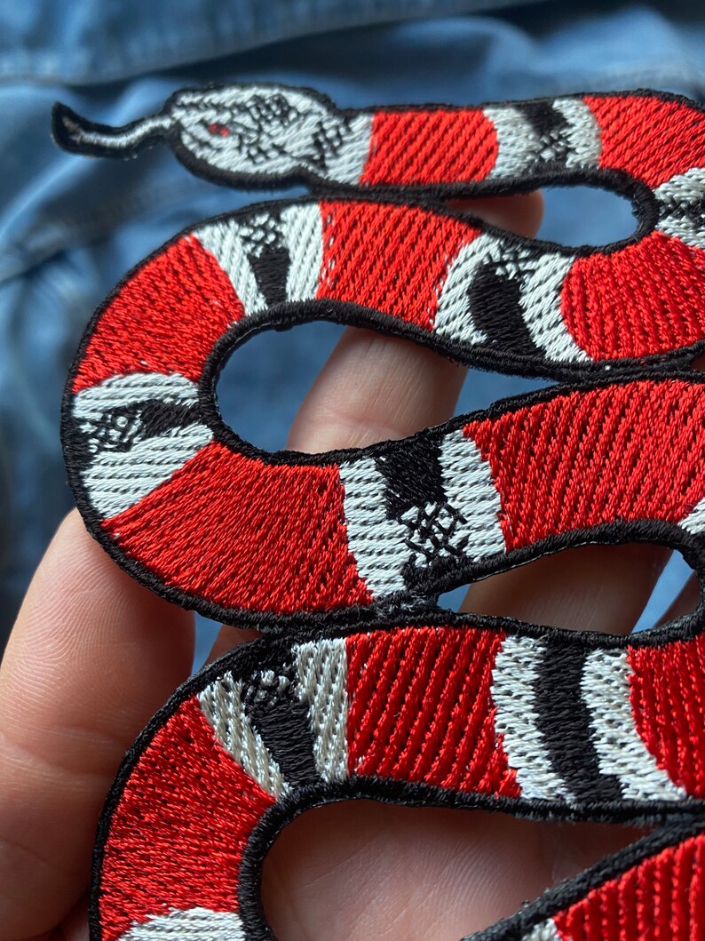 Coral Red Snake Iron on Patch Cobra Badge Rattlesnake Sew on - Etsy