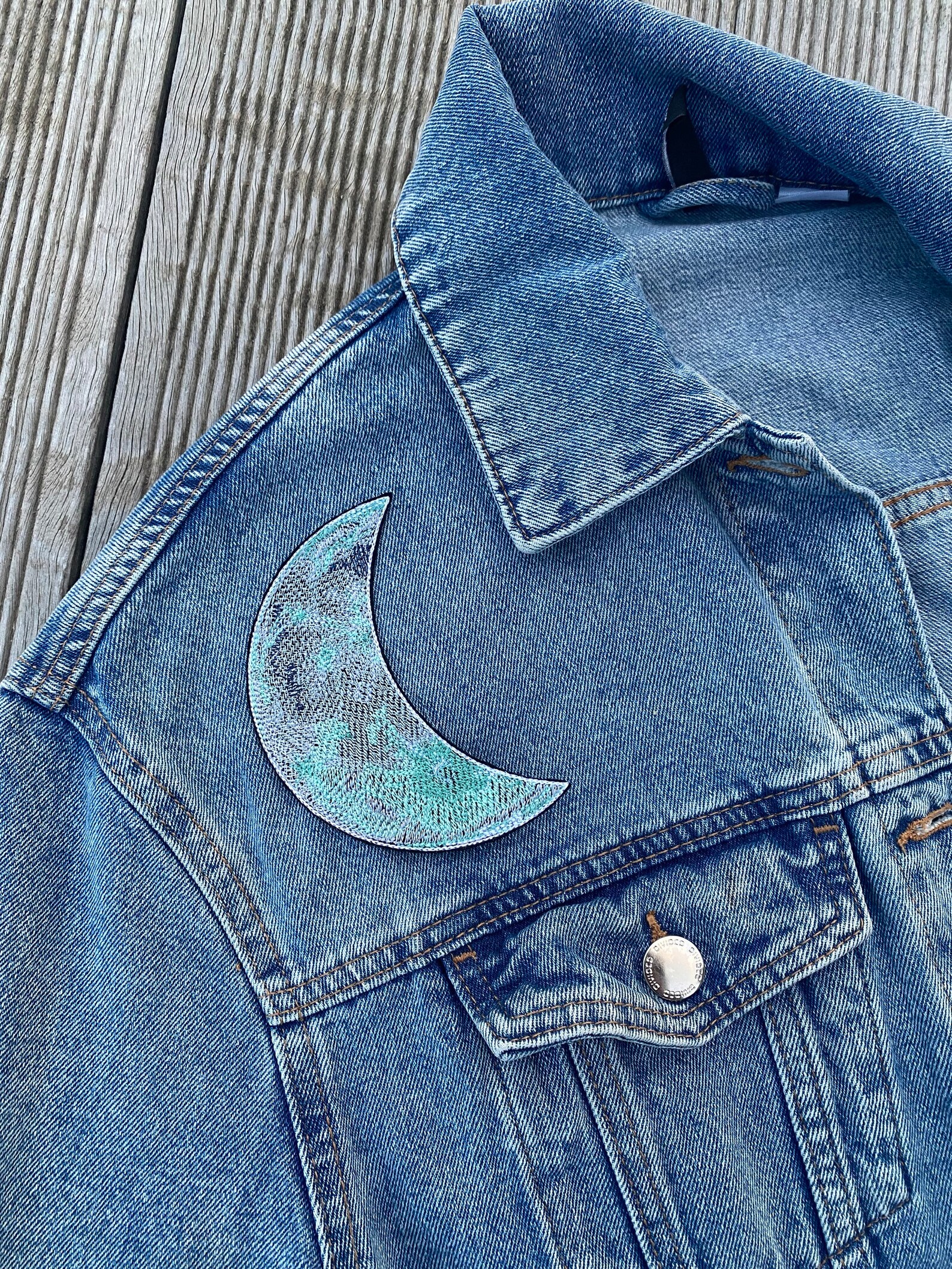 Galaxy Crescent Moon Patch Stars Space Badge Blue Moon - Etsy