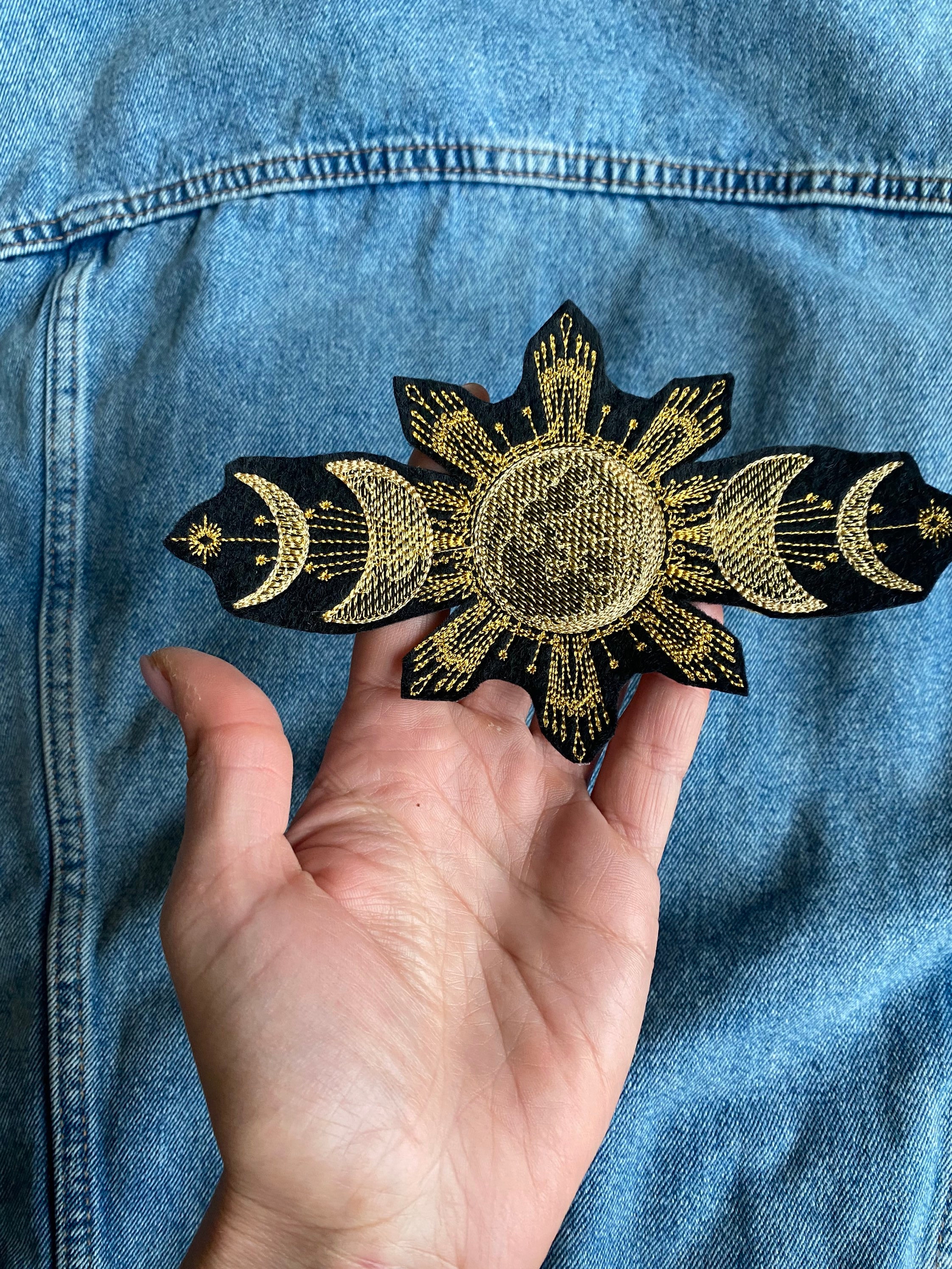 Moon Phases Iron on Applique Lunar Badge Full Moon Phase - Etsy