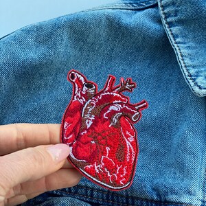 Anatomical Heart Iron on Patch, Sew on Floral Human Heart Applique ...