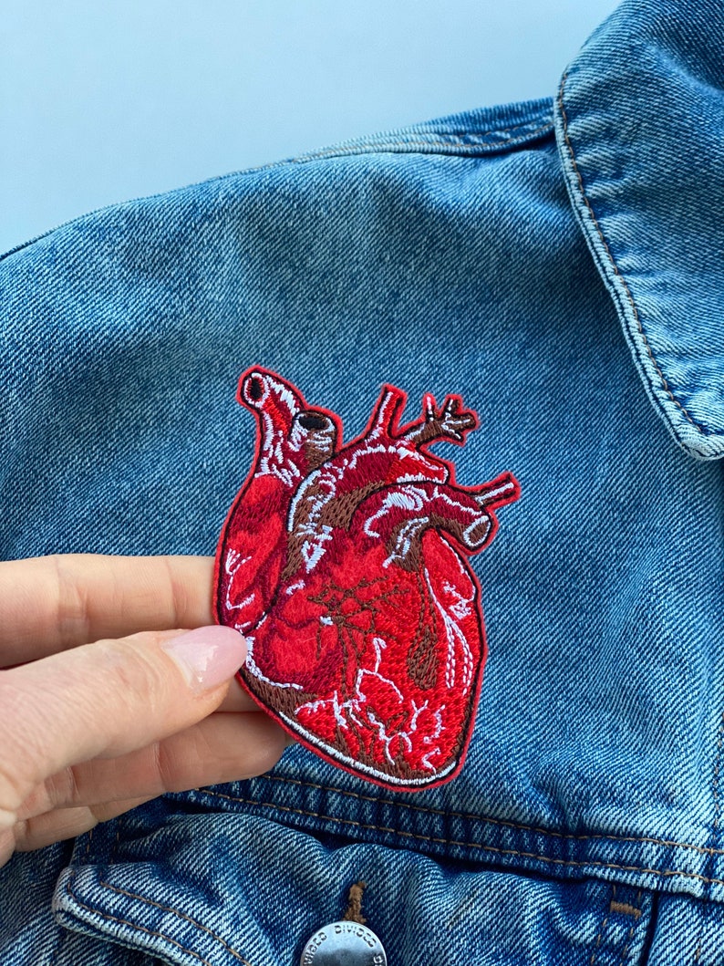 Anatomical Heart Iron on Patch, Love Embroidered Applique - Etsy