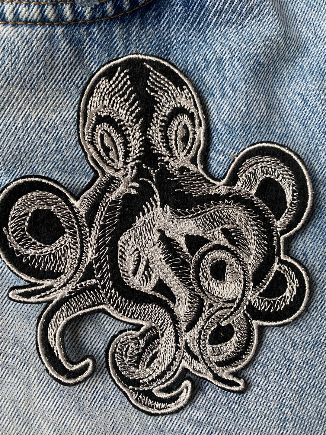 Octopus Iron on Patch, Kraken Patch, Ocean Creature Applique, Sea ...