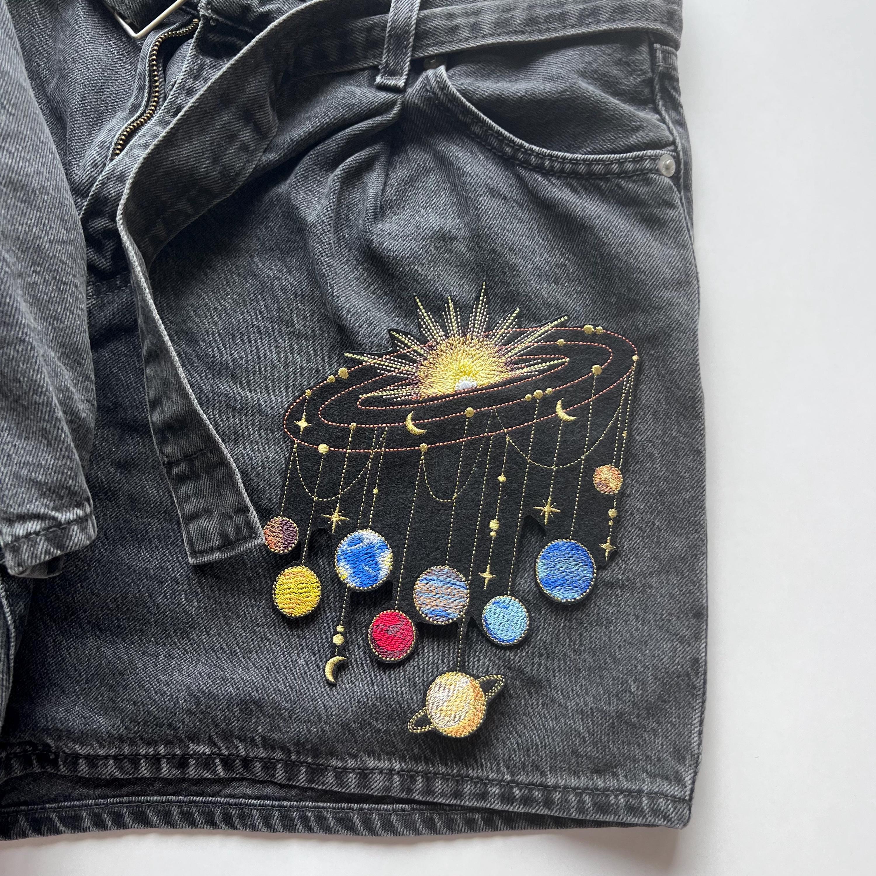 Solar System Embroidered Iron on Patch, Space & Planet Appliqué for ...