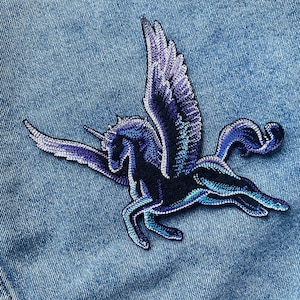 Embroidered Iron on Pegasus Patch, Fantasy Mystical Creature Clothing ...