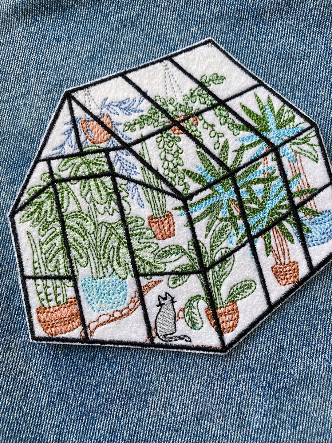 Greenhouse Flower Patch, Iron on Plant Applique, Clothing Embellishment ...