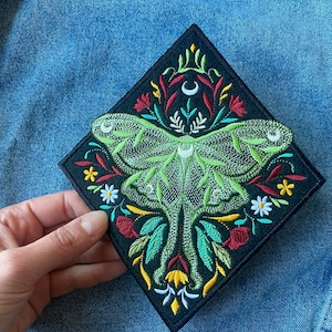 Luna Moth Patch Iron on Butterfly Sew on Applique Floral Mystic Moth ...