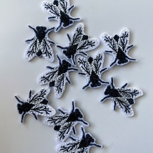 Tiny Housefly Fusible Patch, Black White Insect Applique, Mini Fly ...