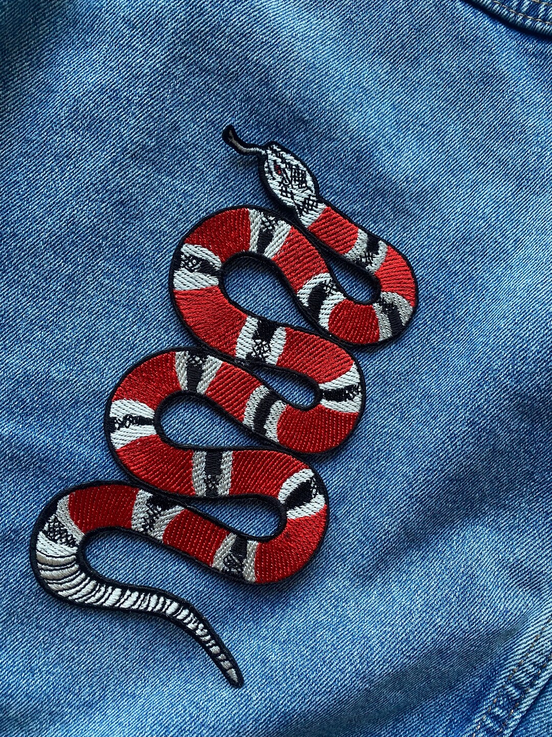 Coral Red Snake Iron on Patch, Cobra Badge, Rattlesnake Sew on Applique ...