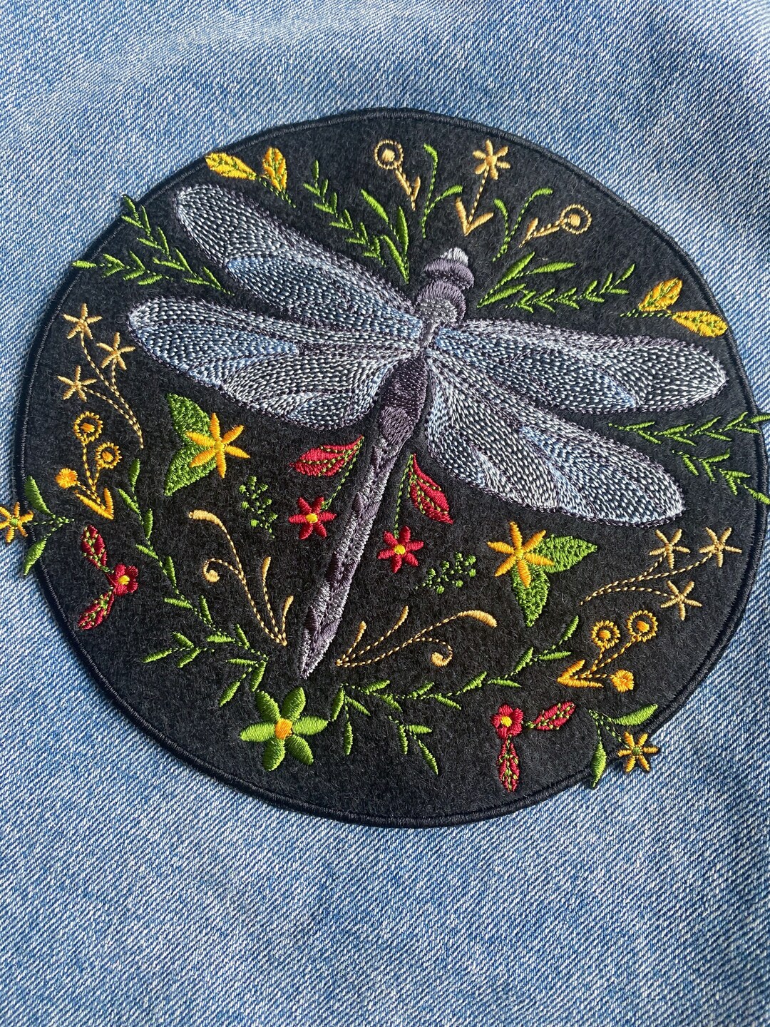 Dragonfly Patch Iron on Butterfly Sew on Applique Floral Mystic Moth Insect Patch Embroidered ...