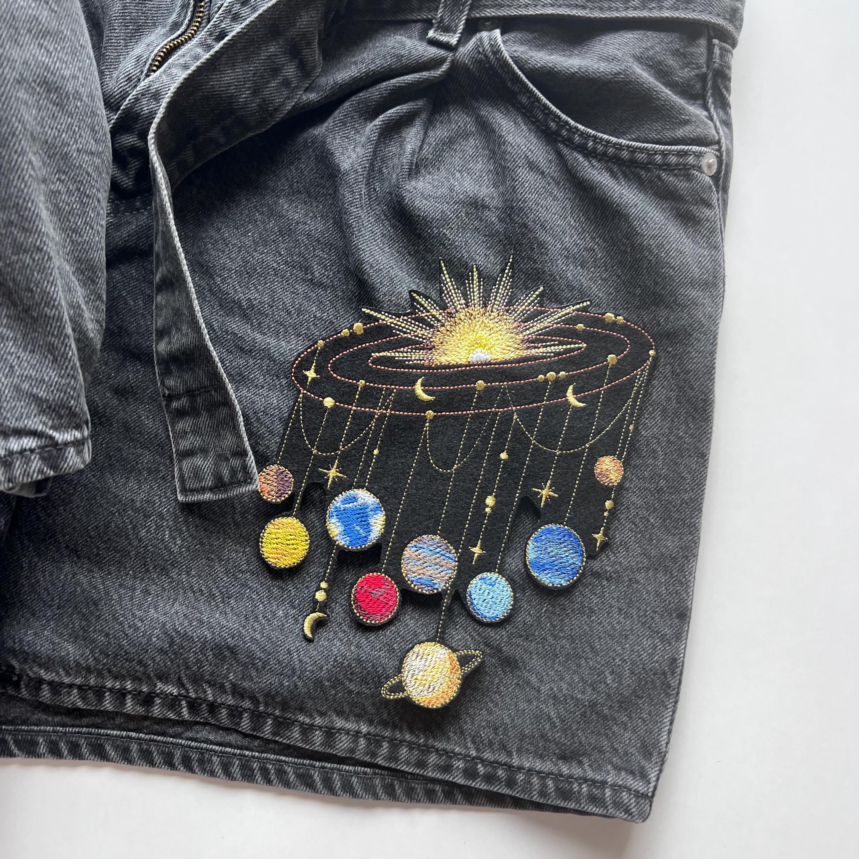 Solar System Embroidered Iron on Patch, Space & Planet Appliqué for ...