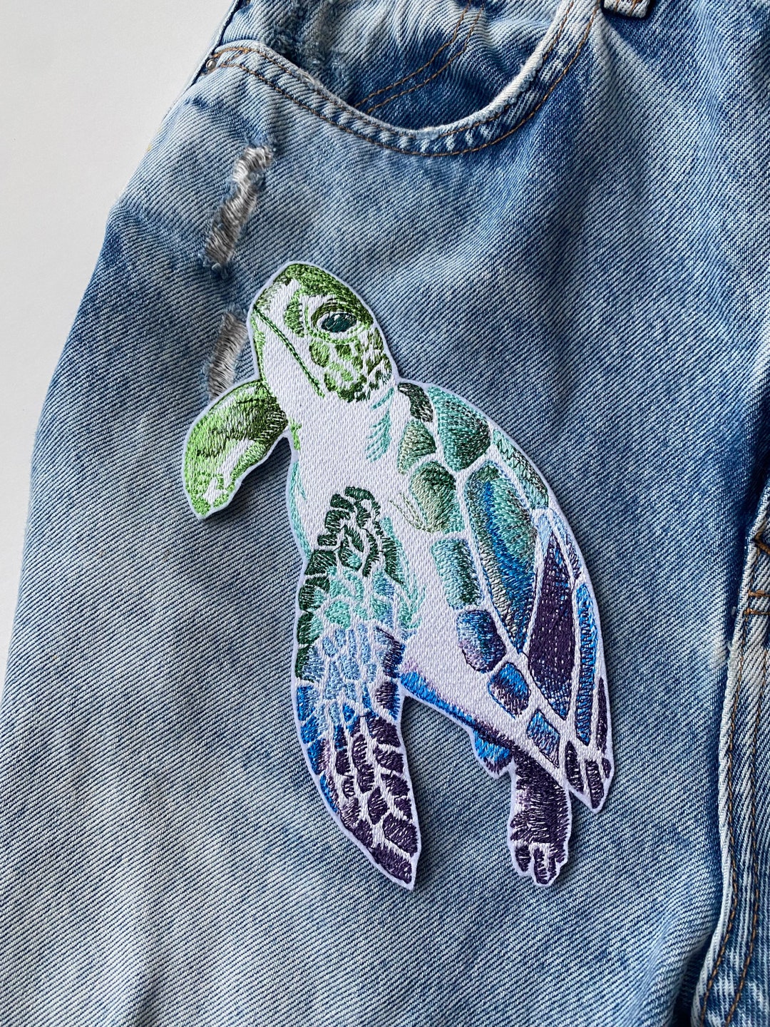 Sea Turtle Embroidered Patch: Ocean Creature Iron-on Applique - Etsy