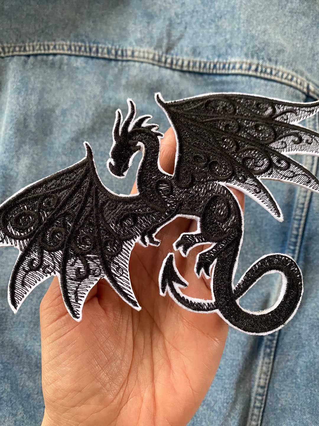 Embroidered Dragon Patch: Copper Patina Iron-on Applique - Etsy