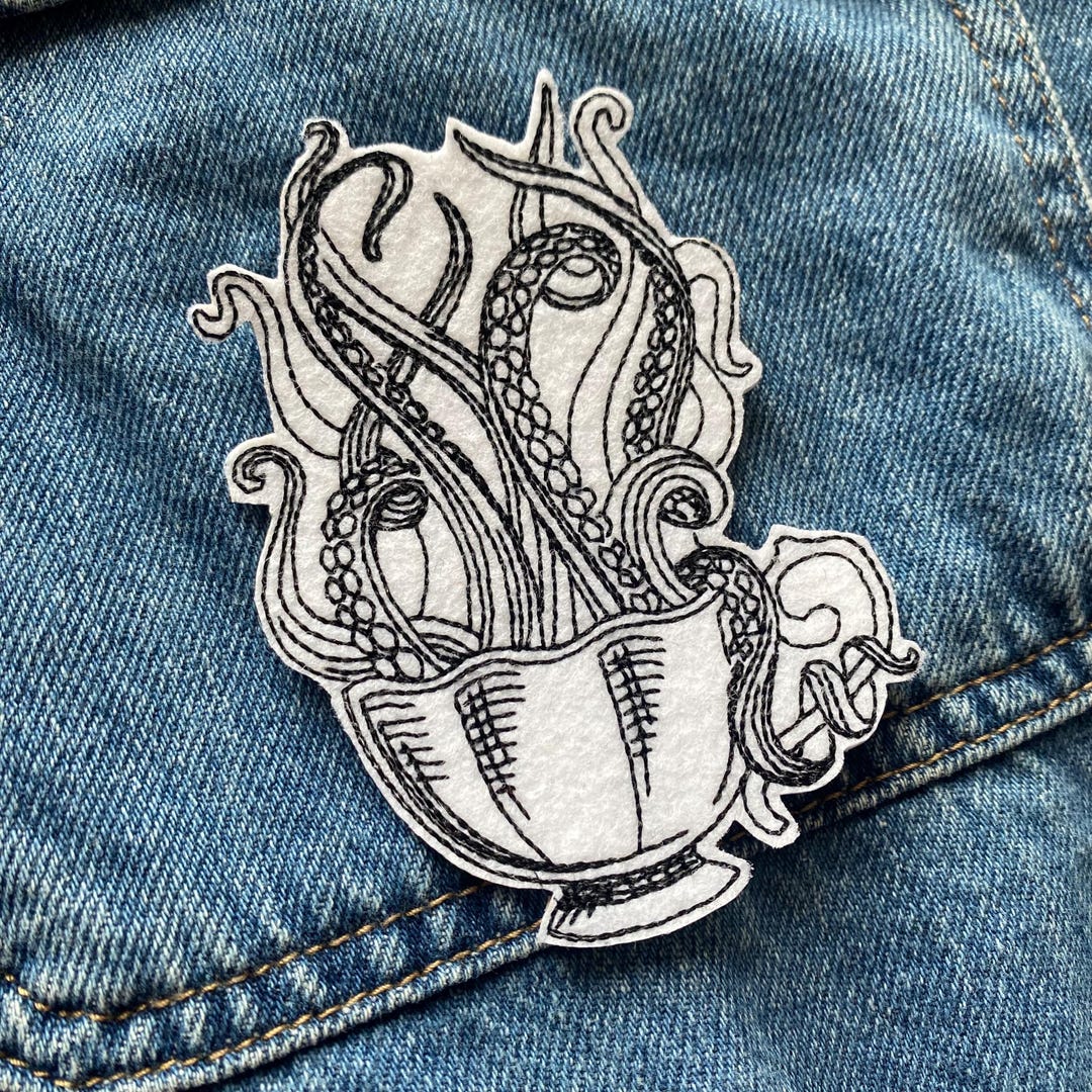 Octopus Tentacle Tea Iron on Patch, Squid Legs Patch, Ocean Creature Applique, Halloween Patch ...