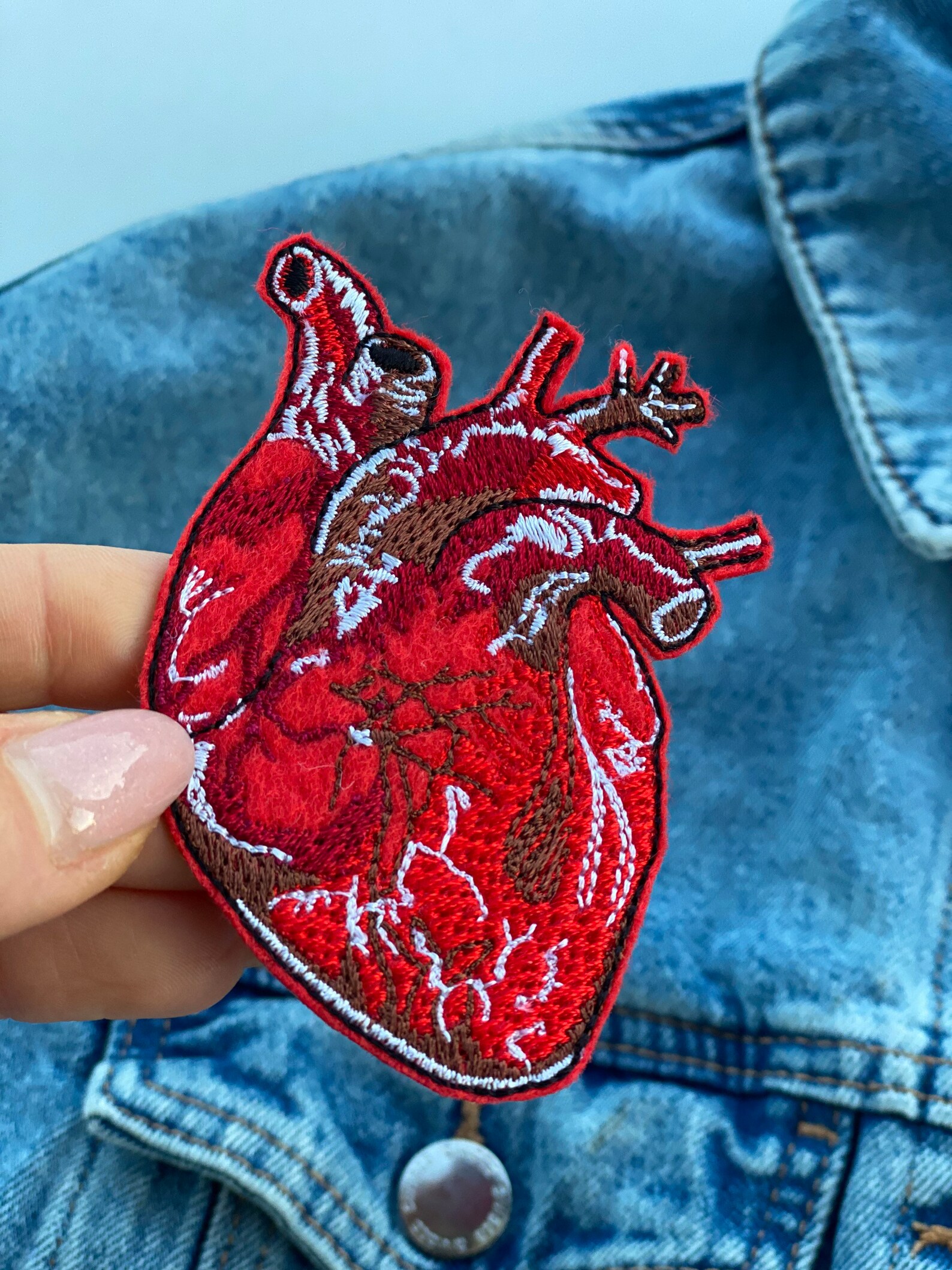 Anatomical Heart Iron on Patch, Love Embroidered Applique - Etsy