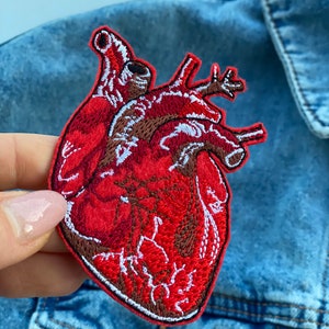 Anatomical Heart Iron on Patch, Sew on Floral Human Heart Applique, Nurse Badge Holder Patch ...