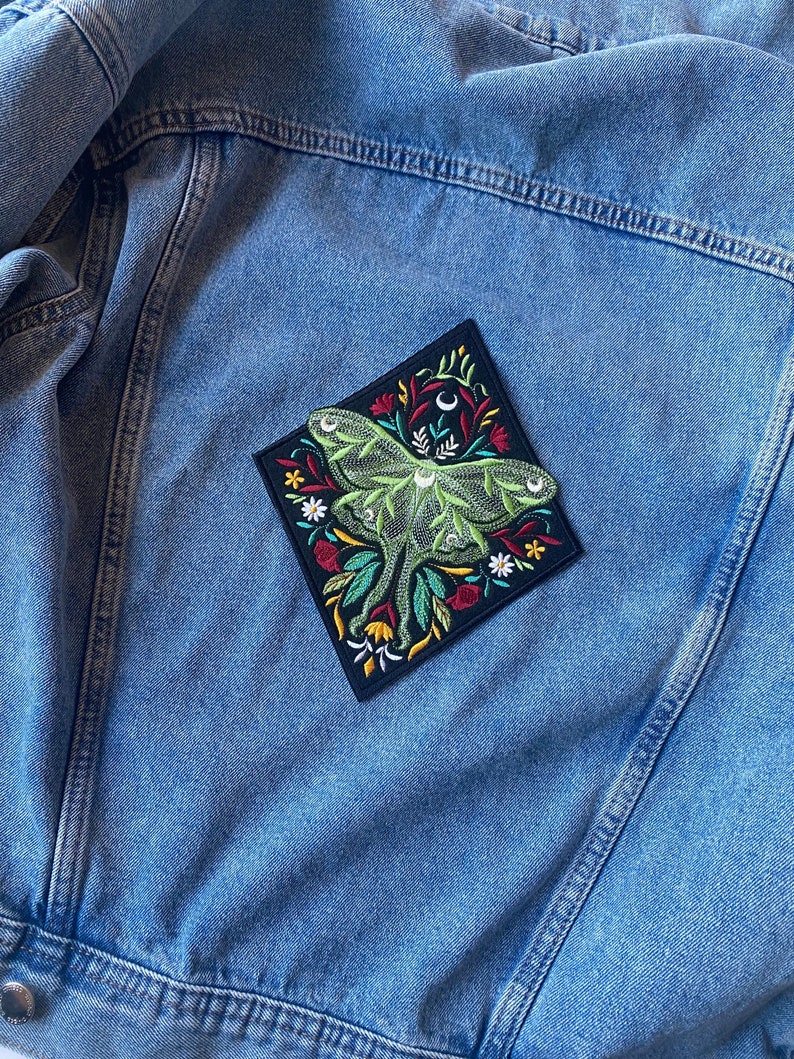 Luna Moth Patch Iron on Butterfly Sew on Applique Floral - Etsy