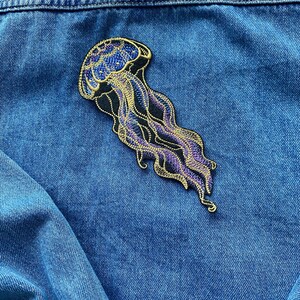 Embroidered Jellyfish Patch, Iron on Medusa Badge, Sustainable Clothing ...