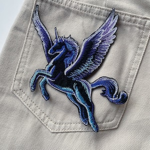 Embroidered Iron on Pegasus Patch, Fantasy Mystical Creature Clothing ...