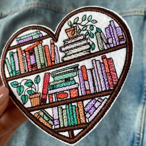 Books Iron on Patch, I Love Books Applique, Floral Book Badge, Back to ...