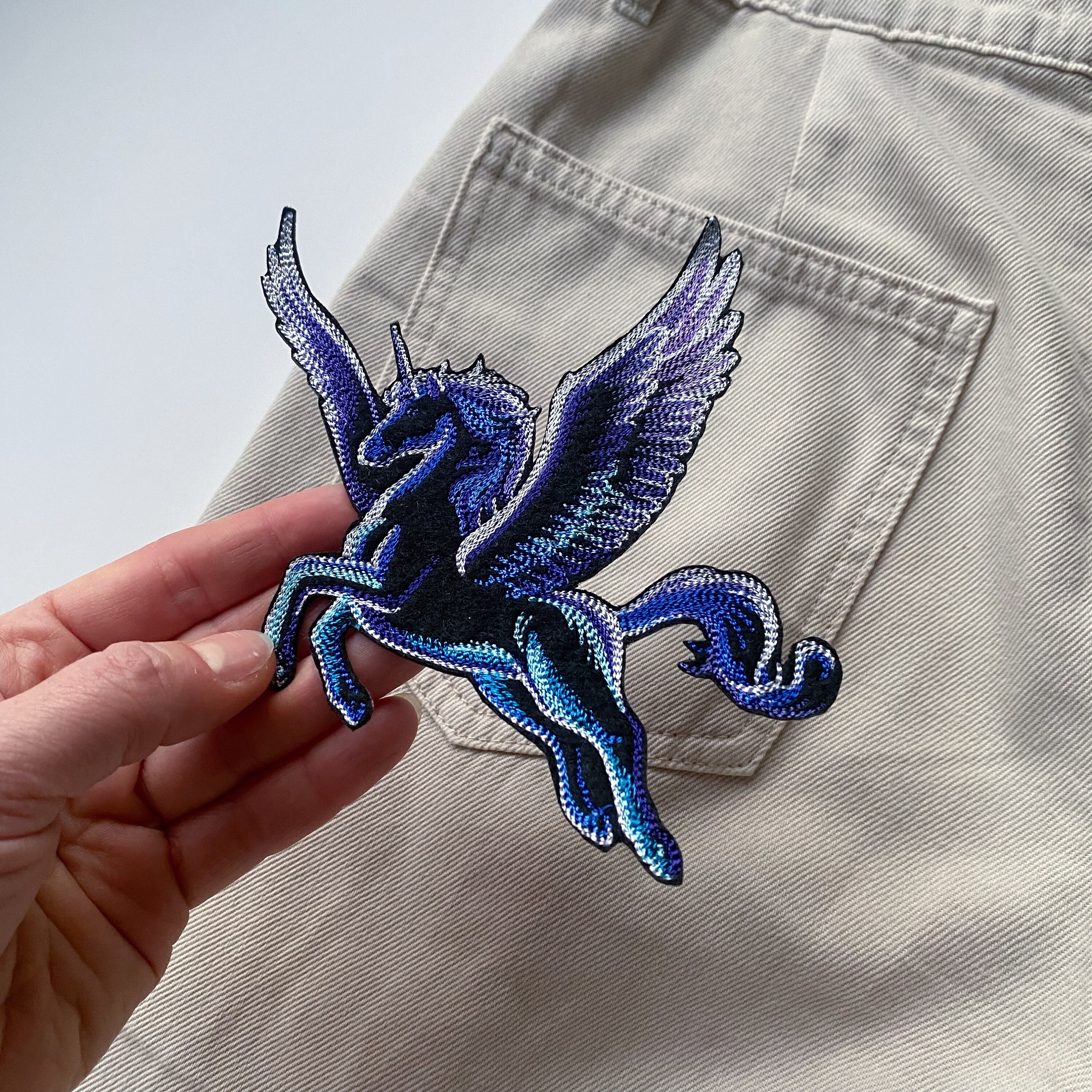 Embroidered Iron on Pegasus Patch, Fantasy Mystical Creature Clothing ...