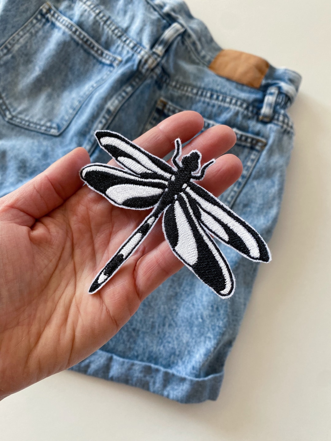 Dragonfly Iron on Patch, Monochrome Patch for Jacket, Large Back Patch ...