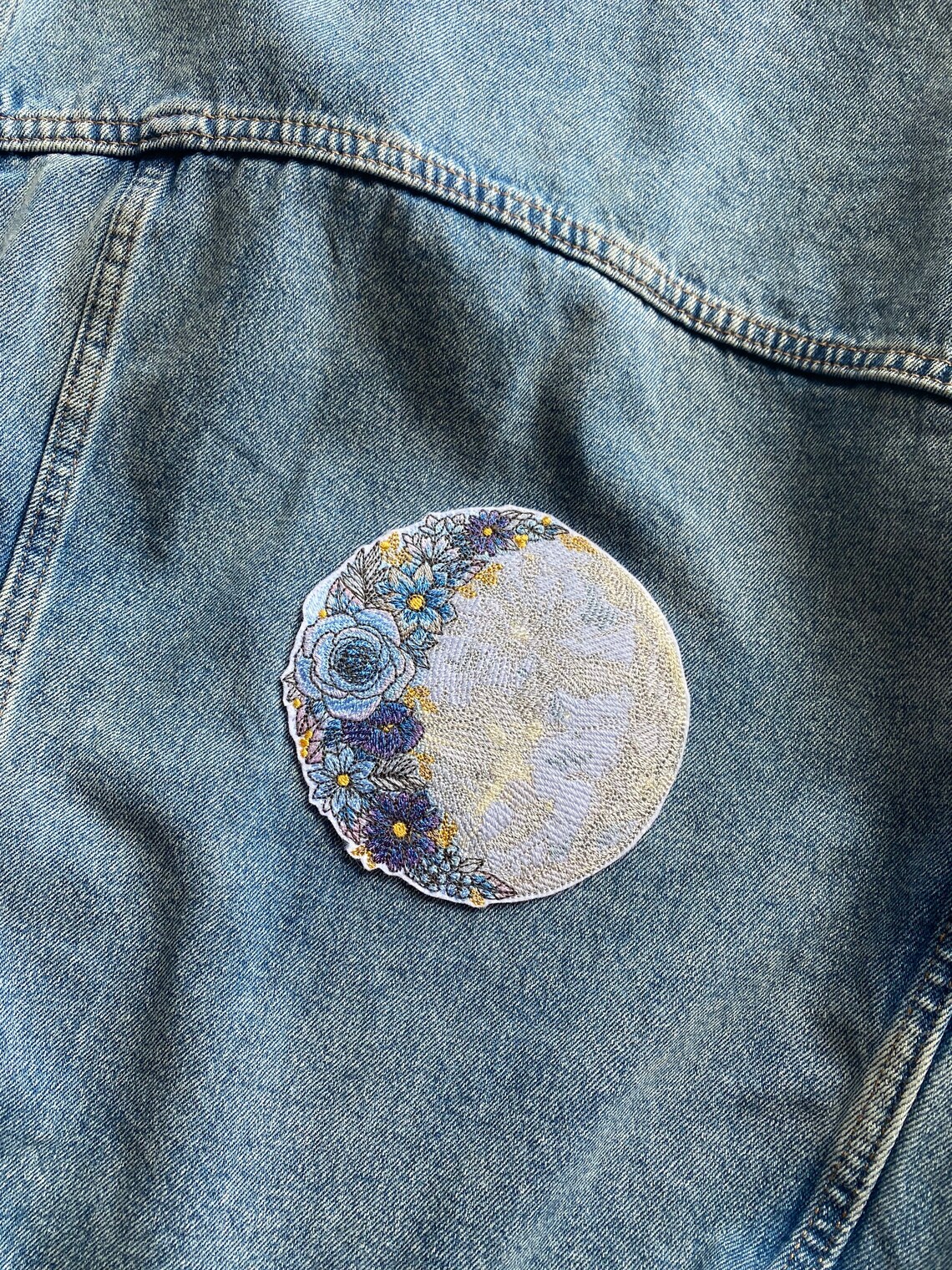 Moon Flowers Patch Iron on Patches Cute Crescent Moon Sew on - Etsy