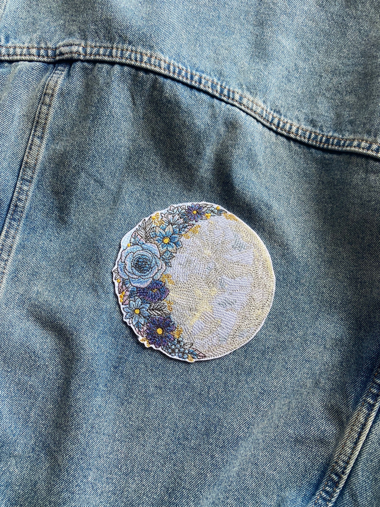 Moon Flowers Patch Iron on Patches Cute Crescent Moon Sew on - Etsy