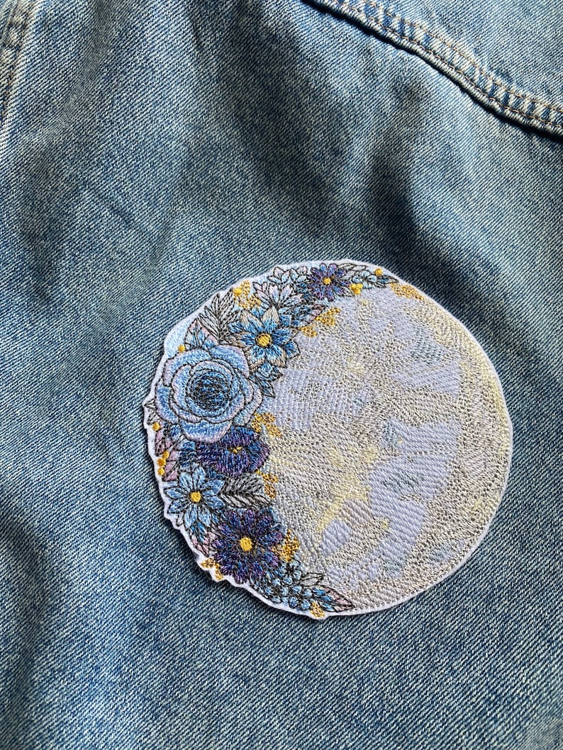 Moon Flowers Patch Iron on Patches Cute Crescent Moon Sew on - Etsy
