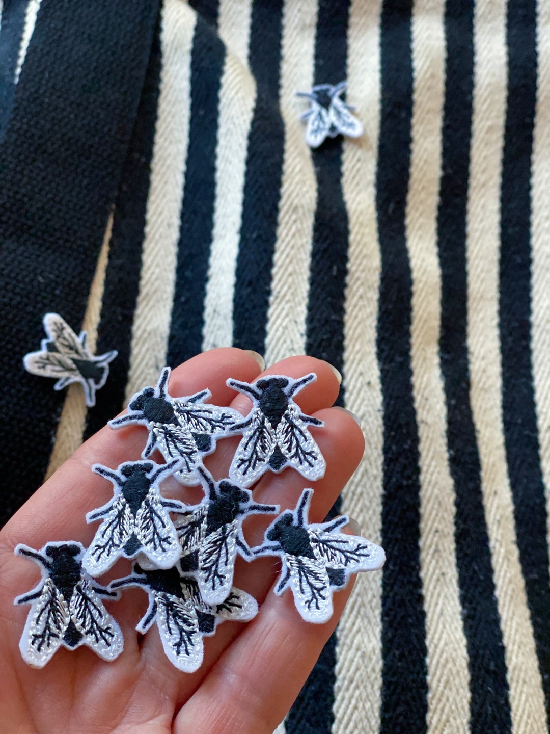 Tiny Housefly Fusible Patch, Black White Insect Applique, Mini Fly ...