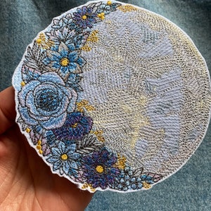 Moon Flowers Patch, Iron on Patches, Cute Crescent Moon Sew on Patch - Etsy