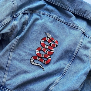 Coral Red Snake Iron on Patch, Cobra Badge, Rattlesnake Sew on Applique ...