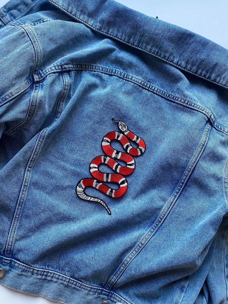 Coral Red Snake Iron on Patch, Cobra Badge, Rattlesnake Sew on Applique ...