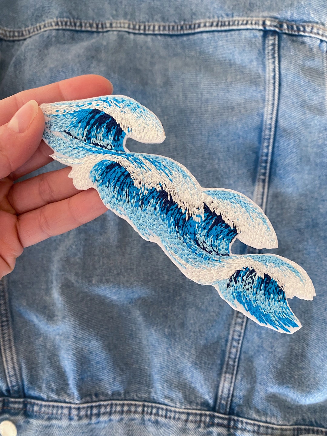 Wave Patch, Sea Ocean Iron on Patch, Beach Embroidered Iron on Applique ...