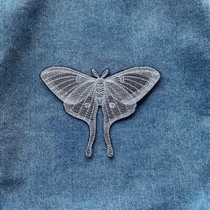 Embroidered Butterfly Patch, Luna Moth Iron on Badge for Jacket ...