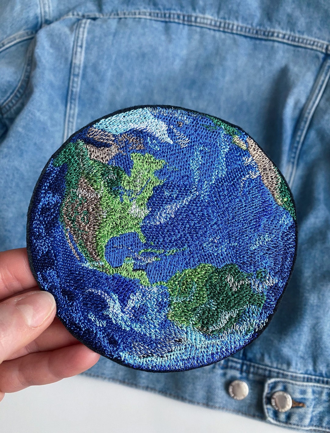 Embroidered Earth Patch: Iron on Globe Applique - Etsy