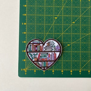 Books Iron on Patch, I Love Books Applique, Floral Book Badge, Back to ...