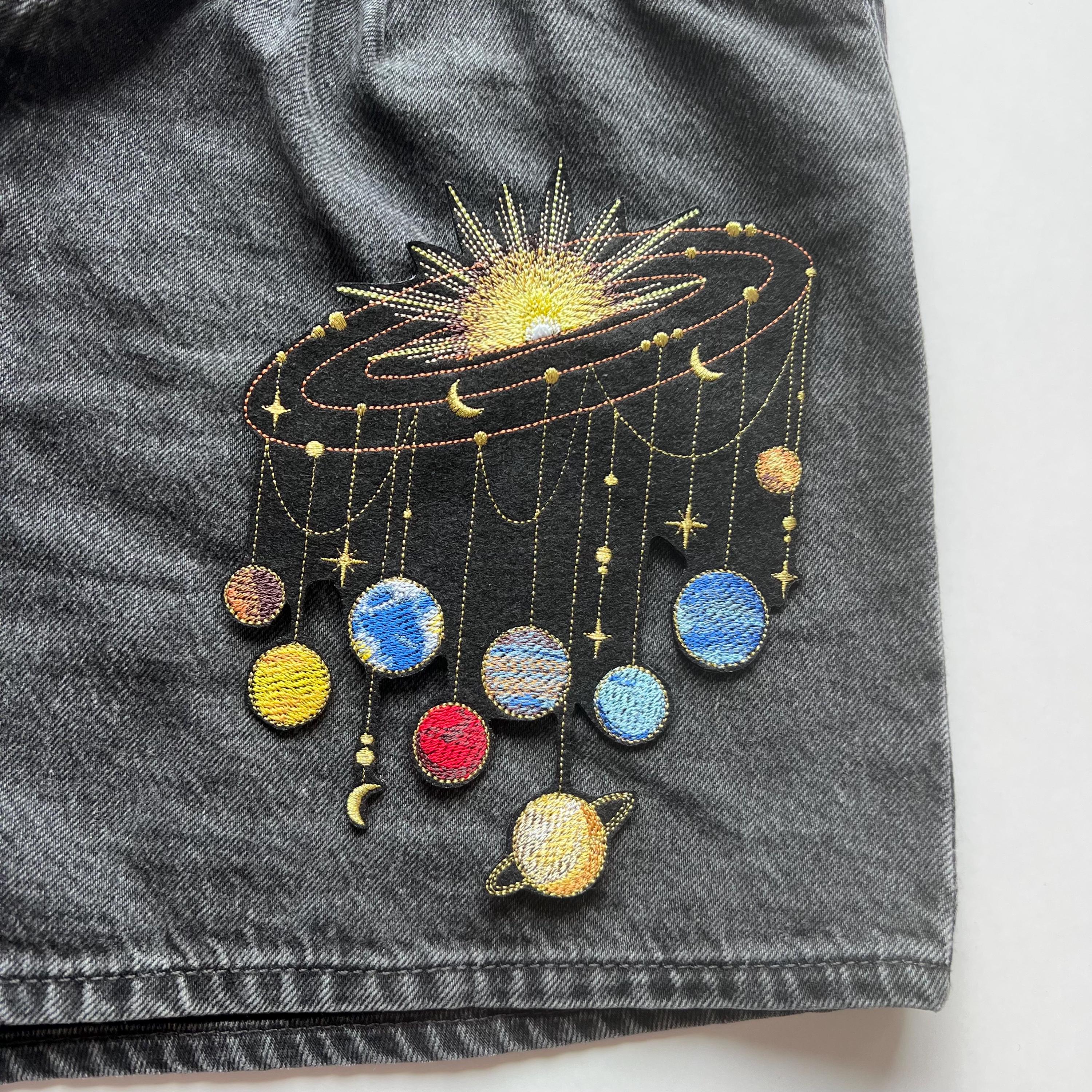 Solar System Embroidered Iron on Patch, Space & Planet Appliqué for ...