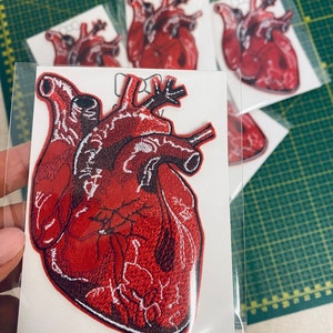 Anatomical Heart Iron on Patch, Sew on Floral Human Heart Applique, Nurse Badge Holder Patch ...